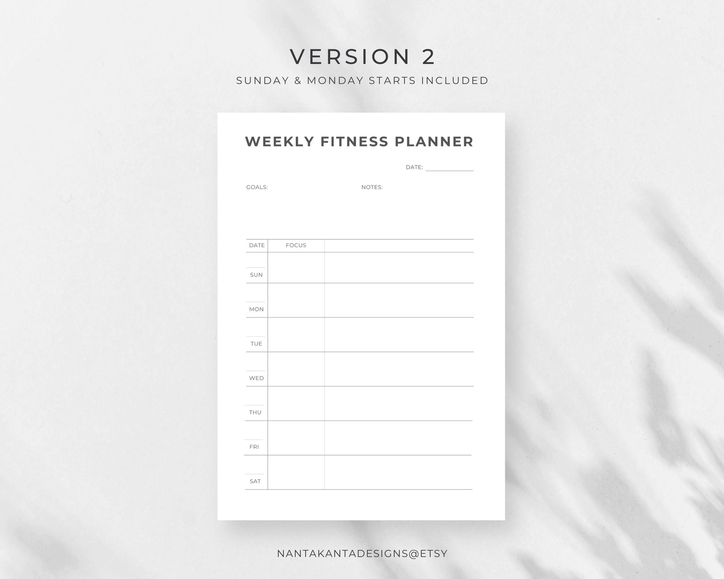 Fitness Planner Printable | Digital Weight Loss Journal | Weekly ...