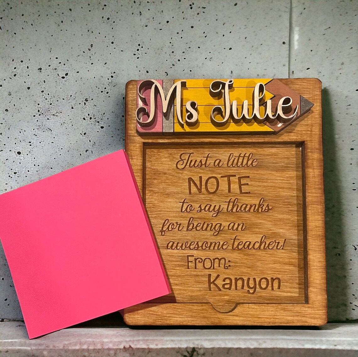 Customized Teacher- “just a Little Note” Post It Note Holder - Etsy