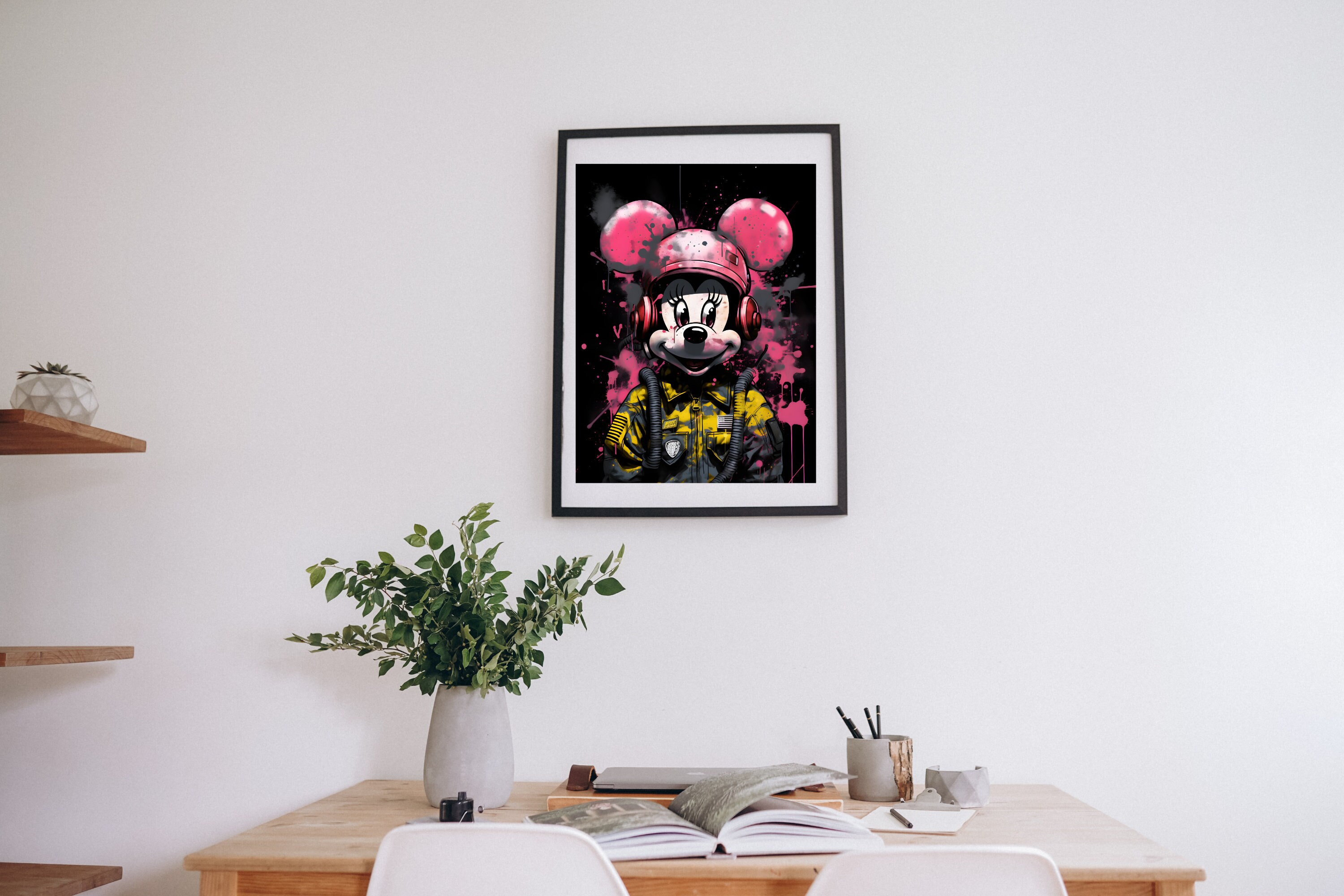 Minnie Mouse in Military Uniform Banksy-inspired Graffiti Pop Art ...