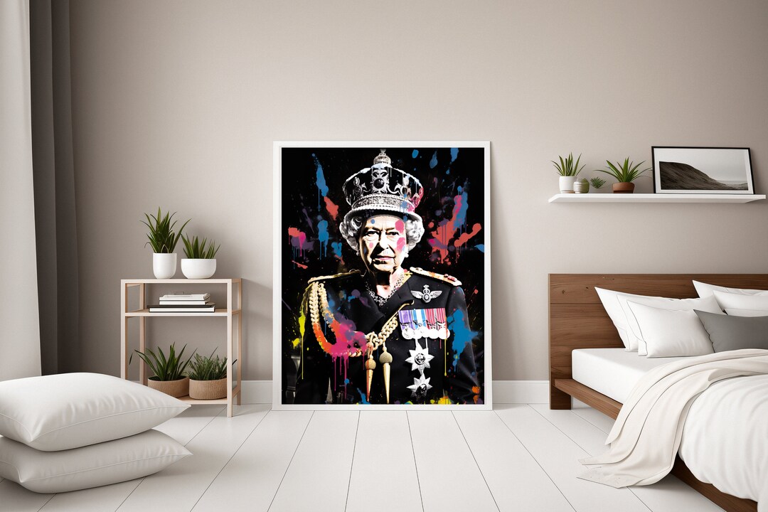 Queen Elizabeth in Military Uniform Banksy-inspired Graffiti - Etsy