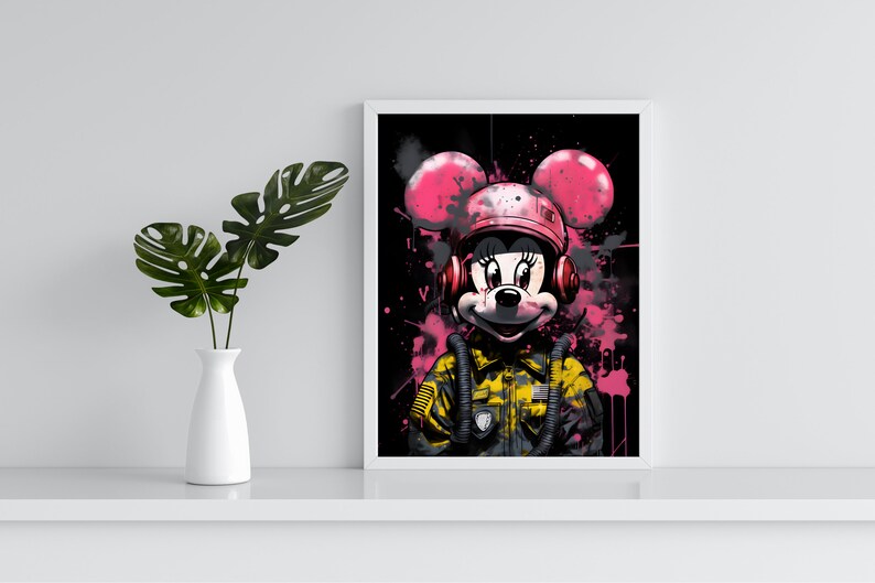 Minnie Mouse in Military Uniform - Banksy-inspired Graffiti Pop Art ...