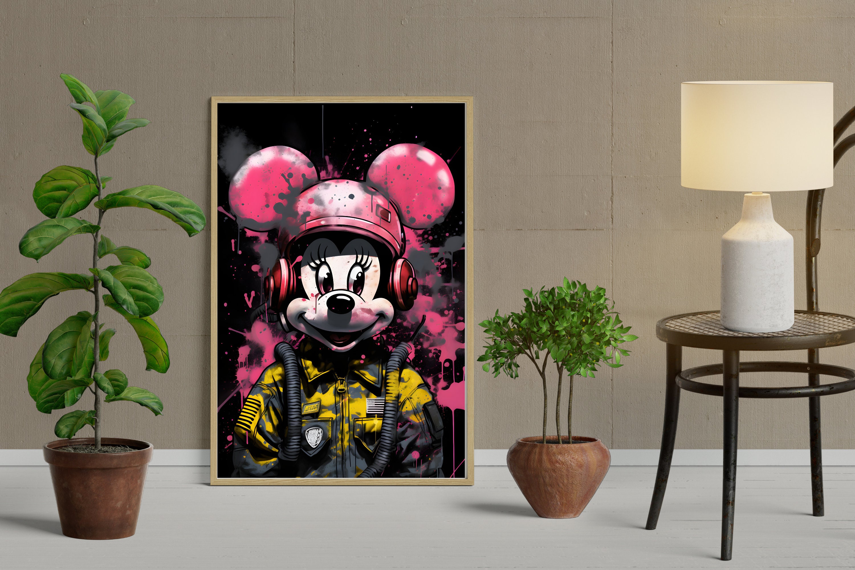 Minnie Mouse in Military Uniform Banksy-inspired Graffiti Pop Art ...
