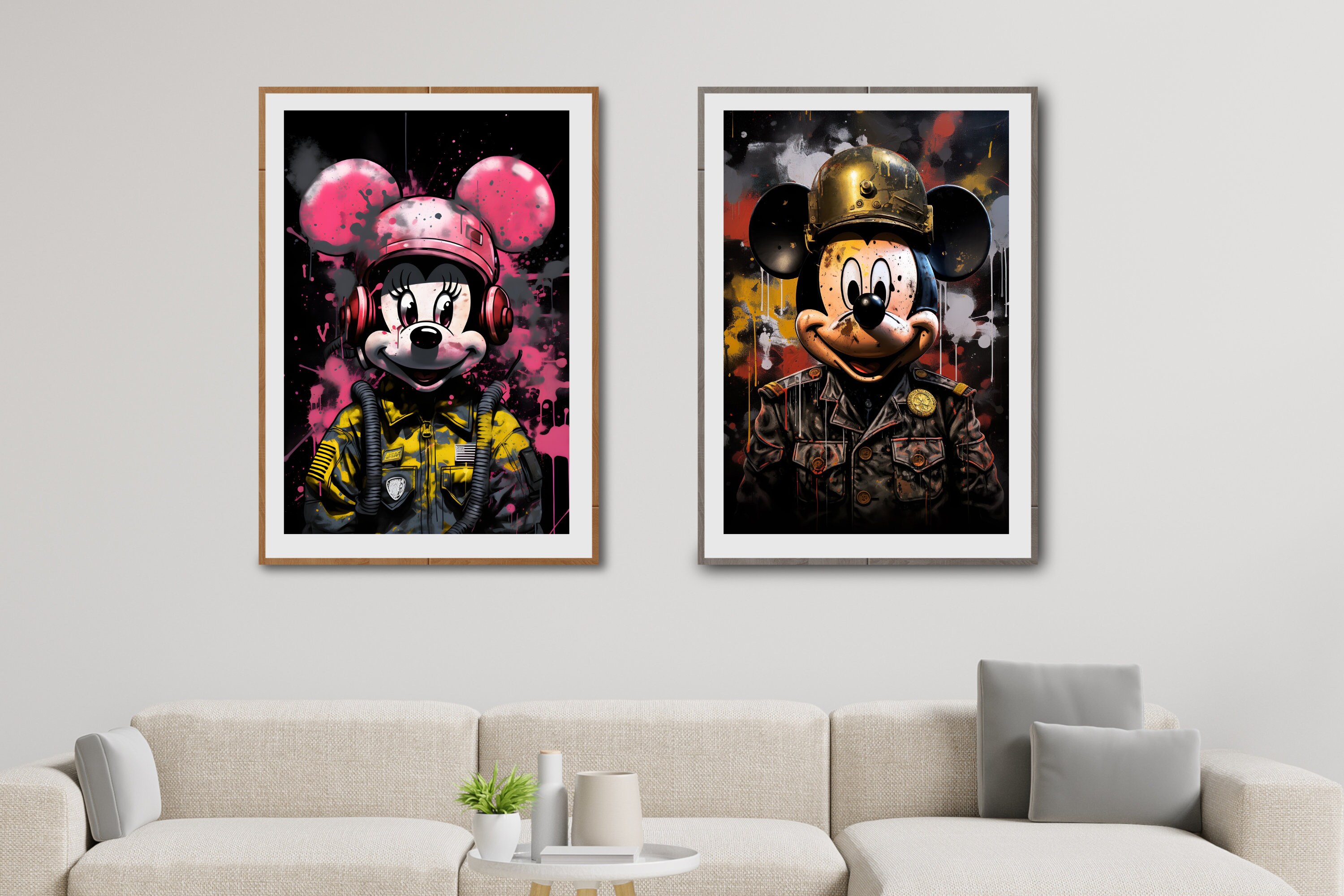 Minnie Mouse in Military Uniform Banksy-inspired Graffiti Pop Art ...