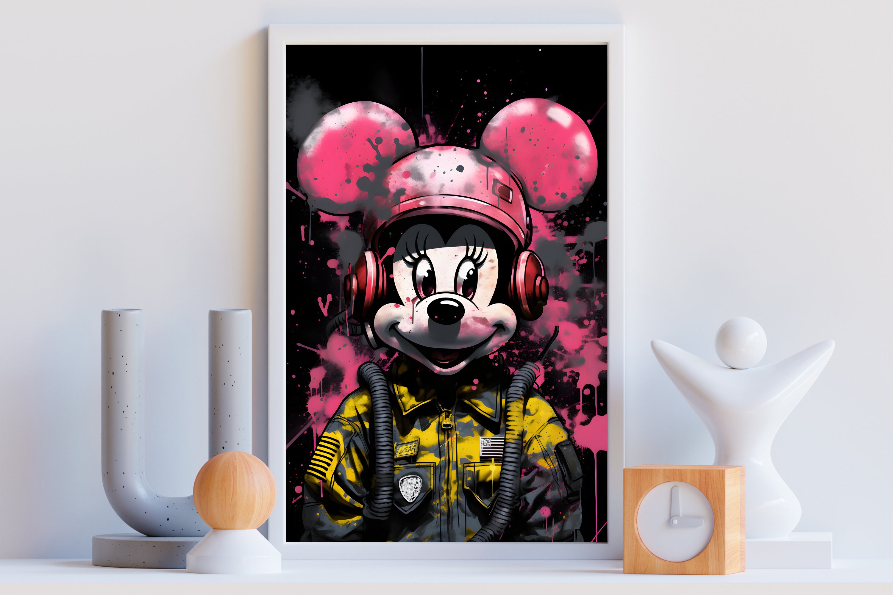 Minnie Mouse in Military Uniform Banksy-inspired Graffiti Pop Art ...