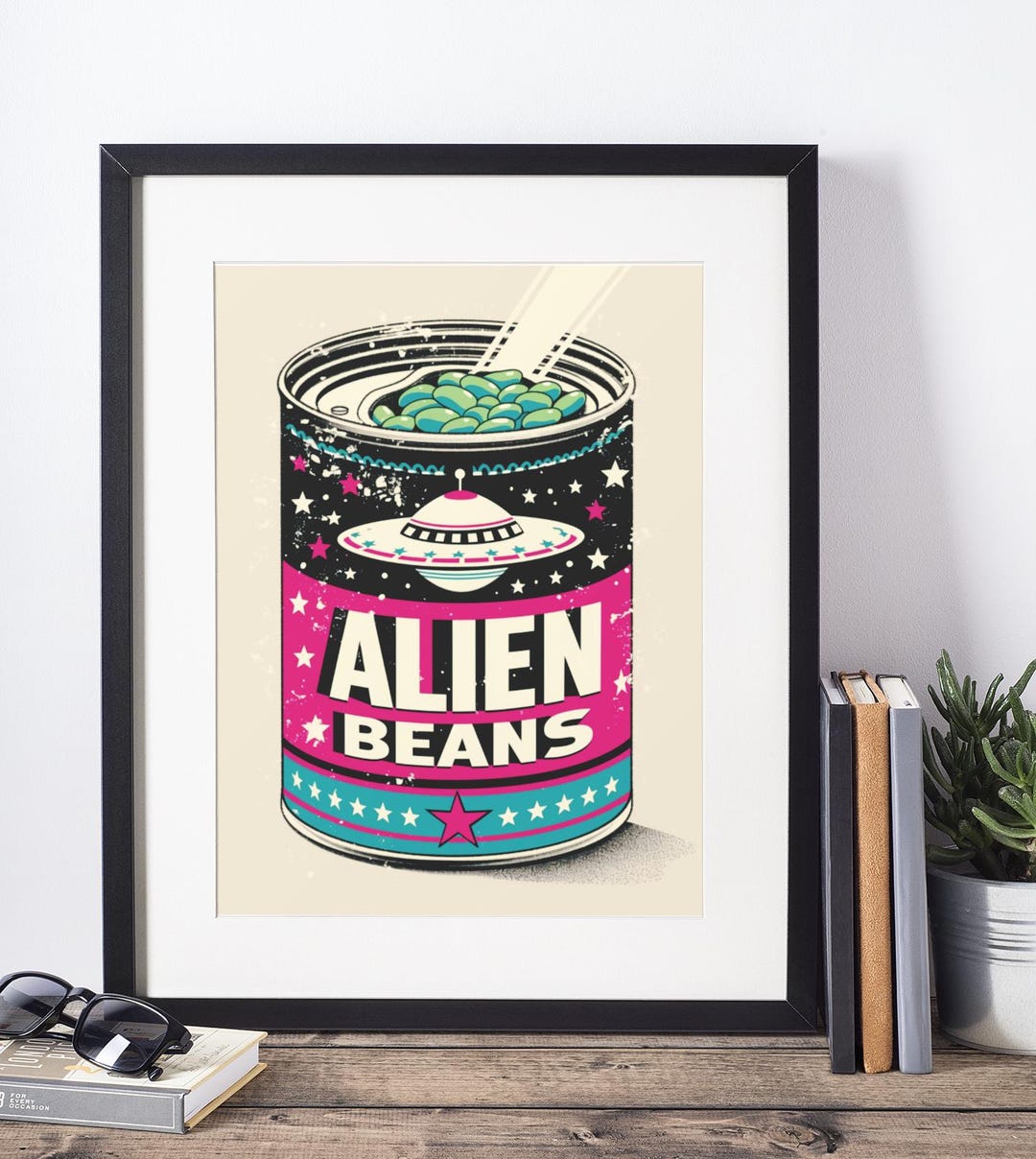 UFO Posters Alien Beans Pop Art Retro Space Kitchen Wall Decor Vintage ...