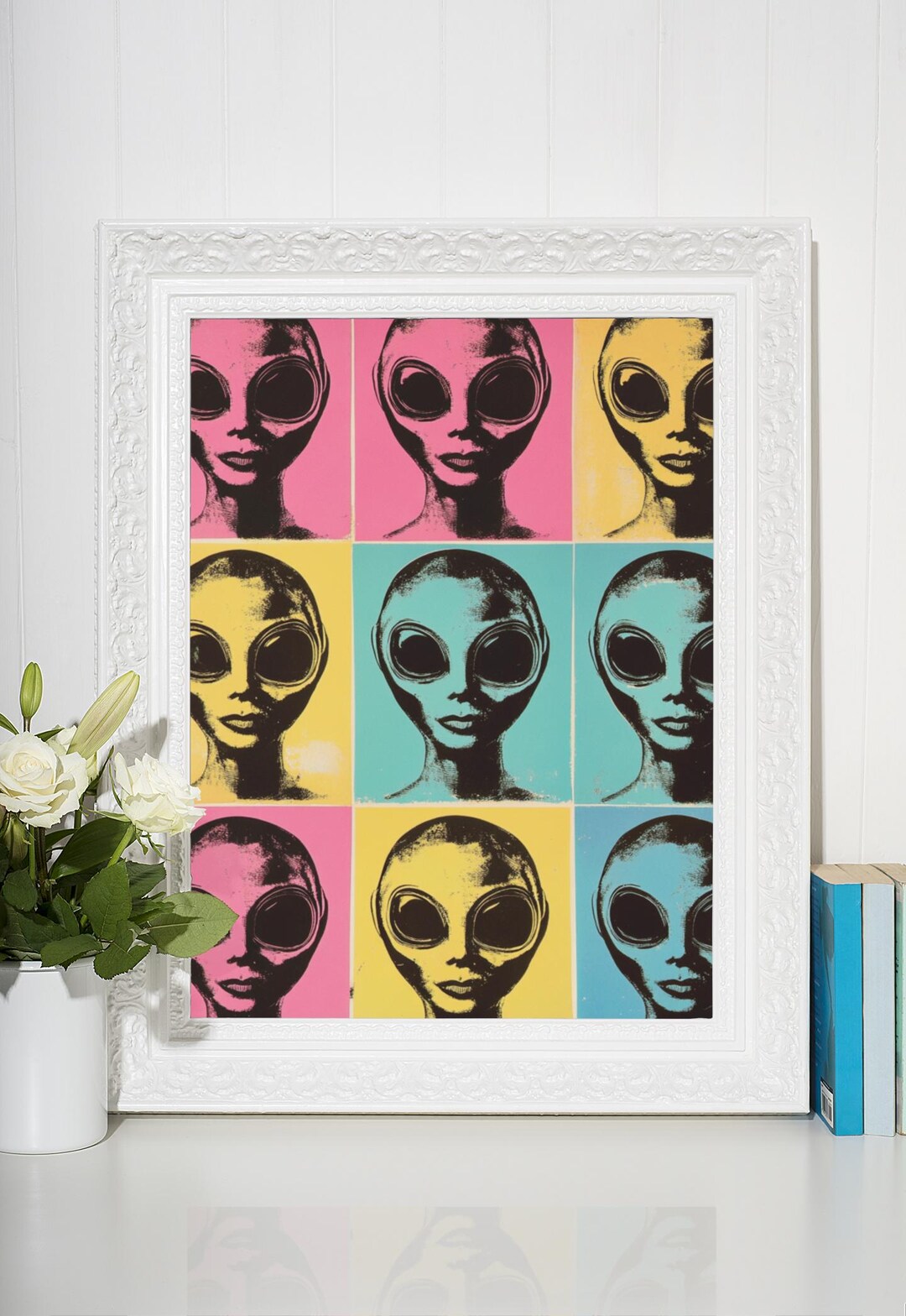 Retro Alien Wall Art, Pop Art UFO Poster, 70s Style Sci-fi Print ...