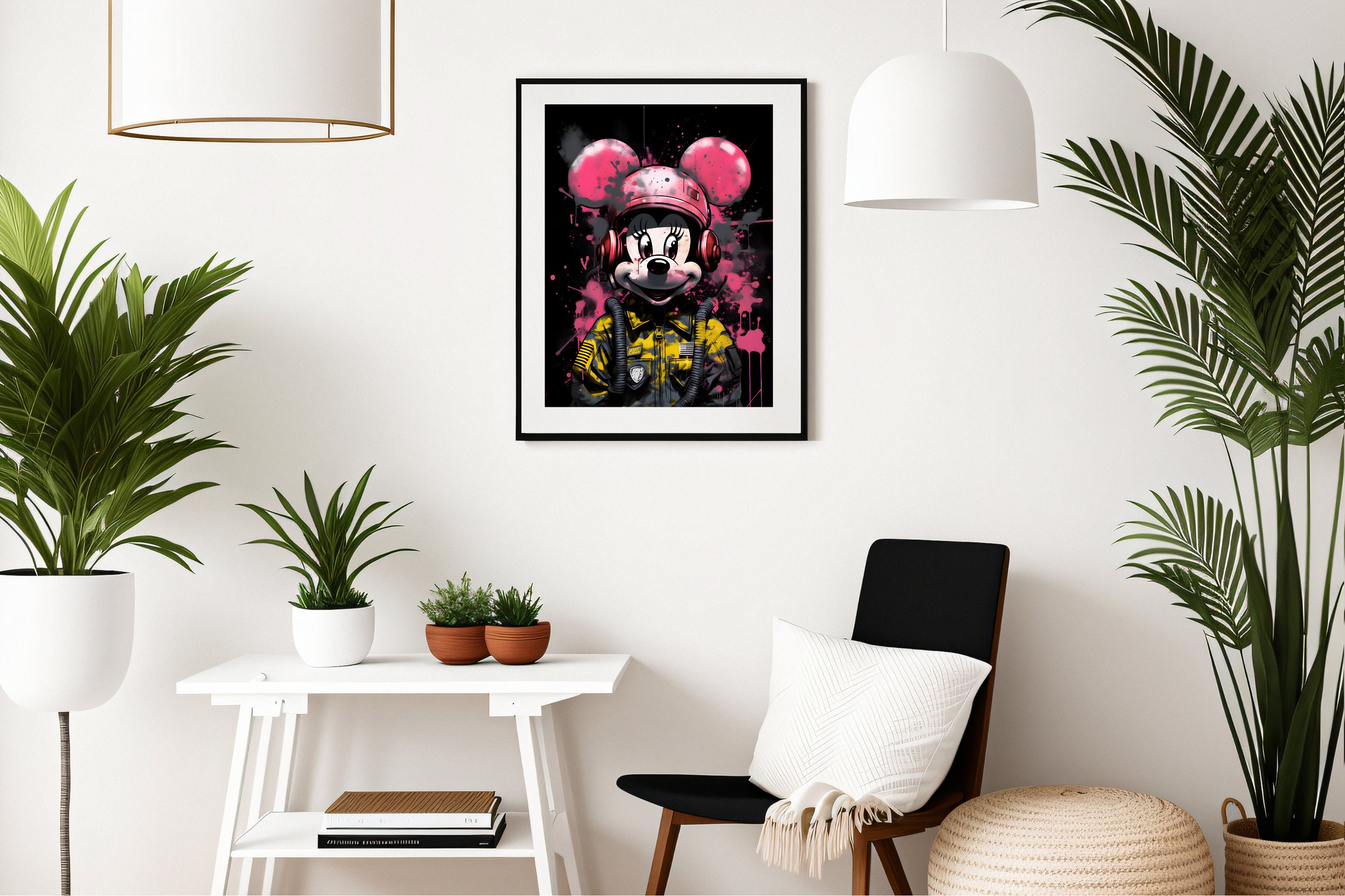 Minnie Mouse in Military Uniform Banksy-inspired Graffiti Pop Art ...