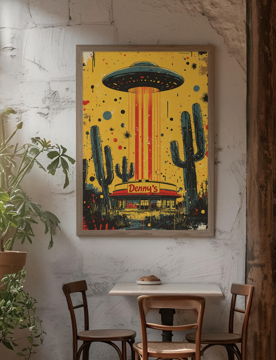 UFO Sci-fi Poster, Retro Denny's Alien Encounter, Vintage 1970s Sci-fi ...