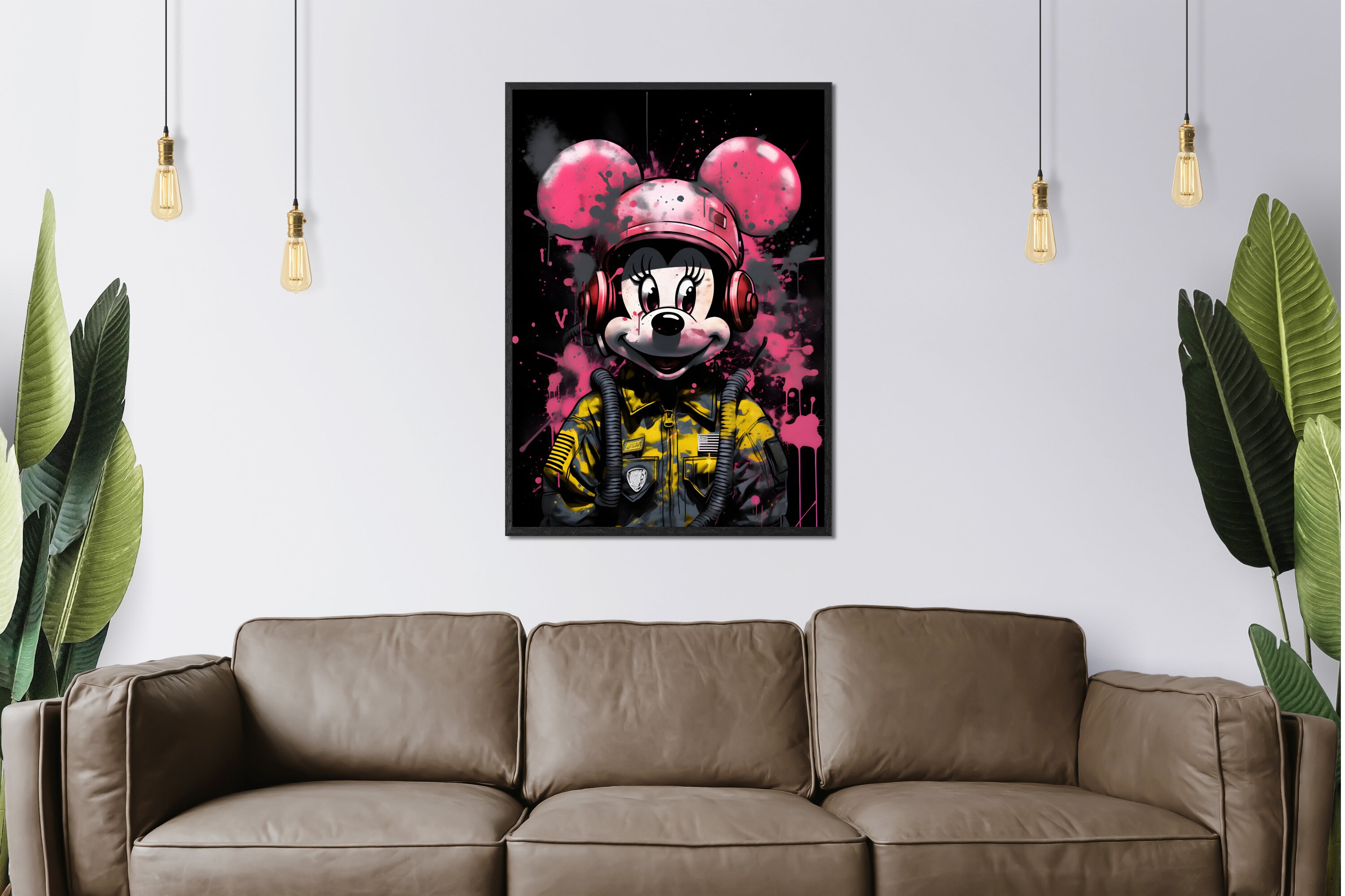 Minnie Mouse in Military Uniform Banksy-inspired Graffiti Pop Art ...