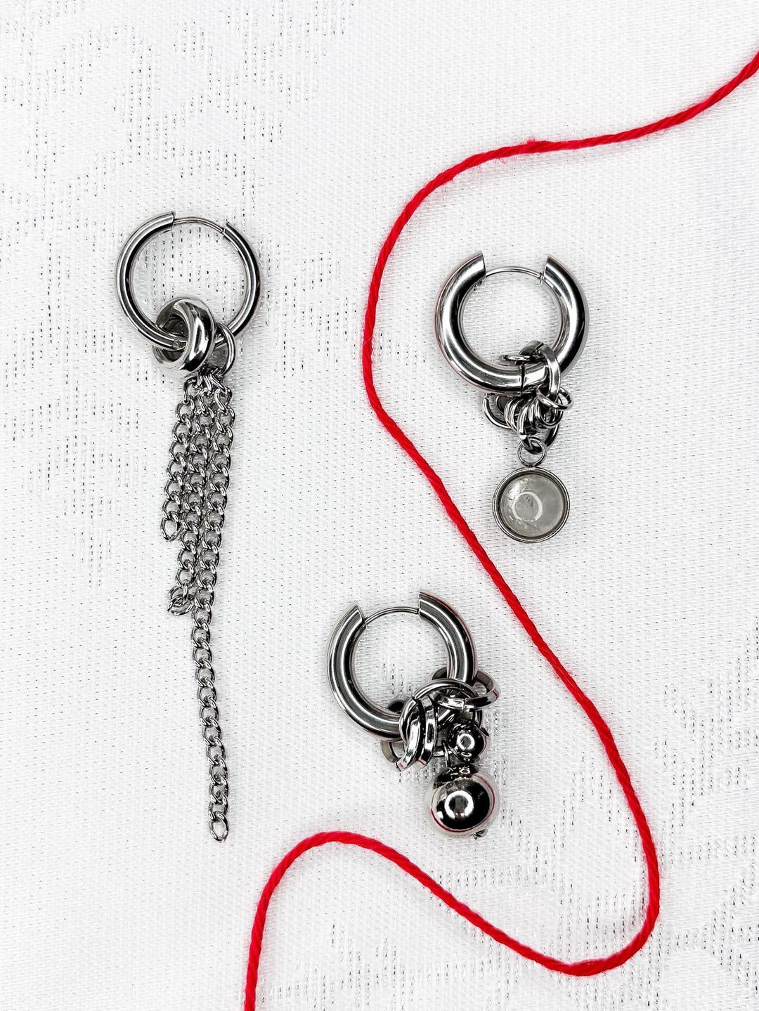 "trio" Single Hoop Earrings – Handmade Stainless Steel Hoops With ...