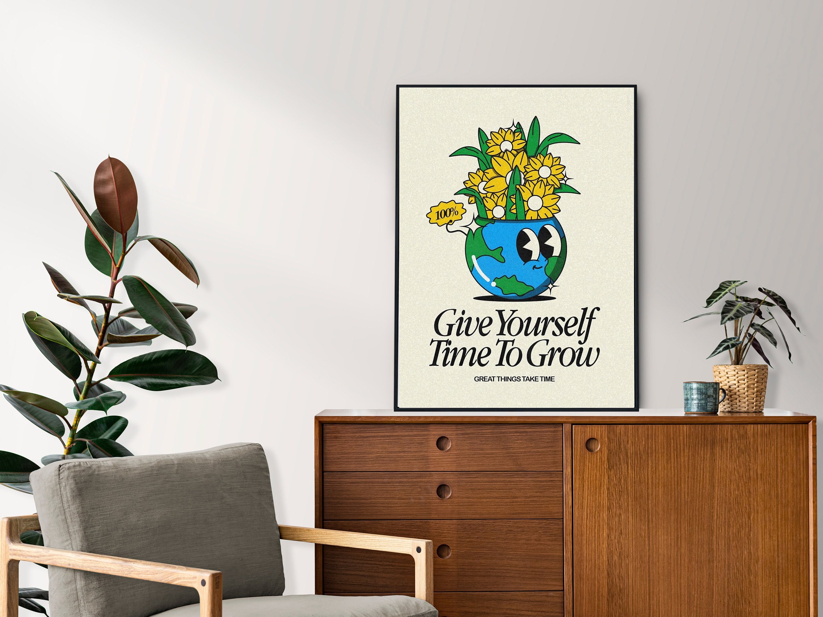 Groovy Poster Motivation Quotes | Illustration Printable Poster Digital ...