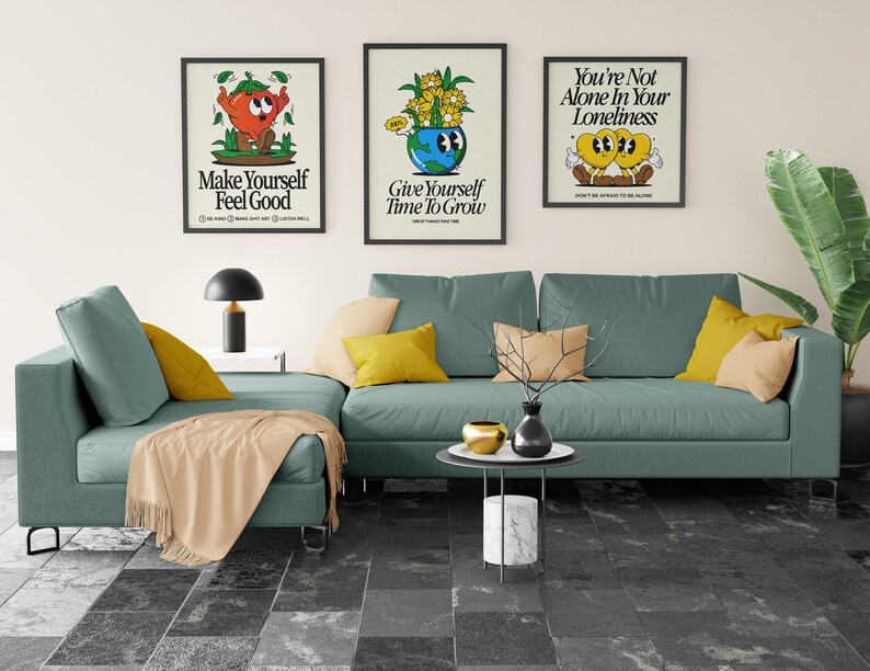 Make Yourself Feel Good Groovy Poster Motivation Quotes Illustration ...