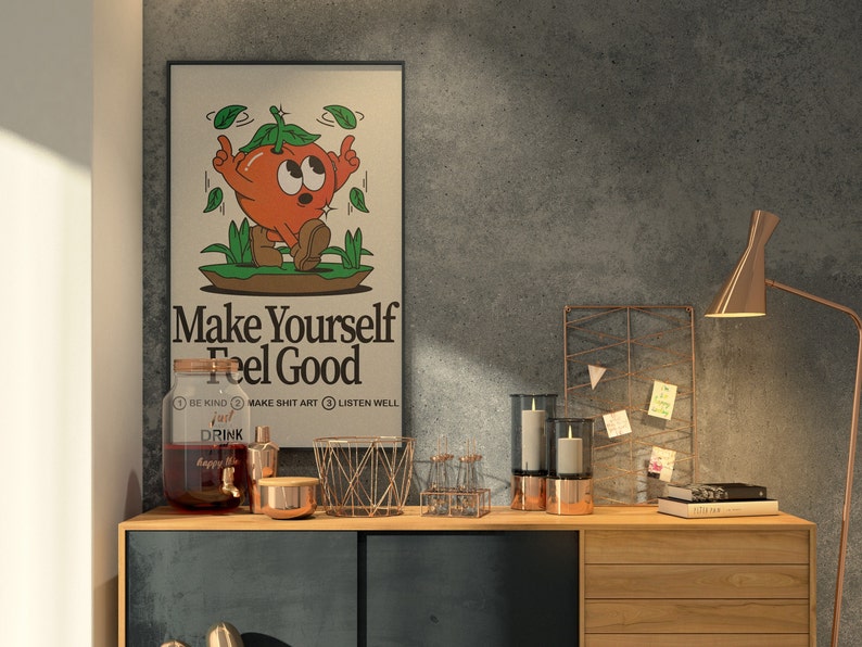 Make Yourself Feel Good Groovy Poster Motivation Quotes Illustration ...