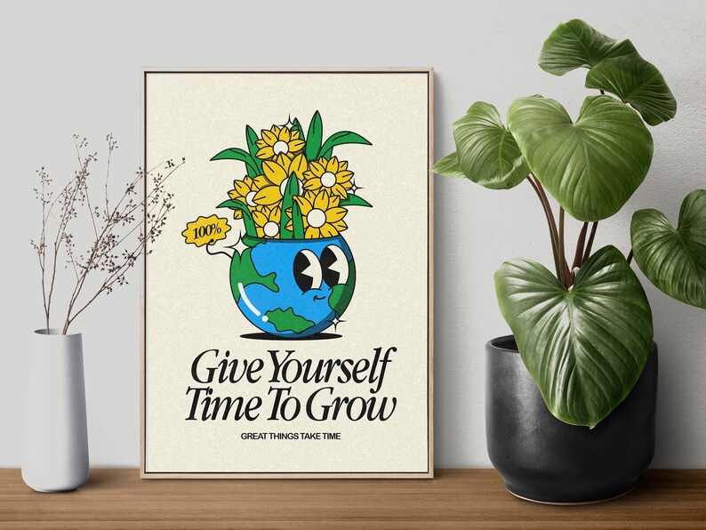 Groovy Poster Motivation Quotes Illustration Printable Poster Digital ...
