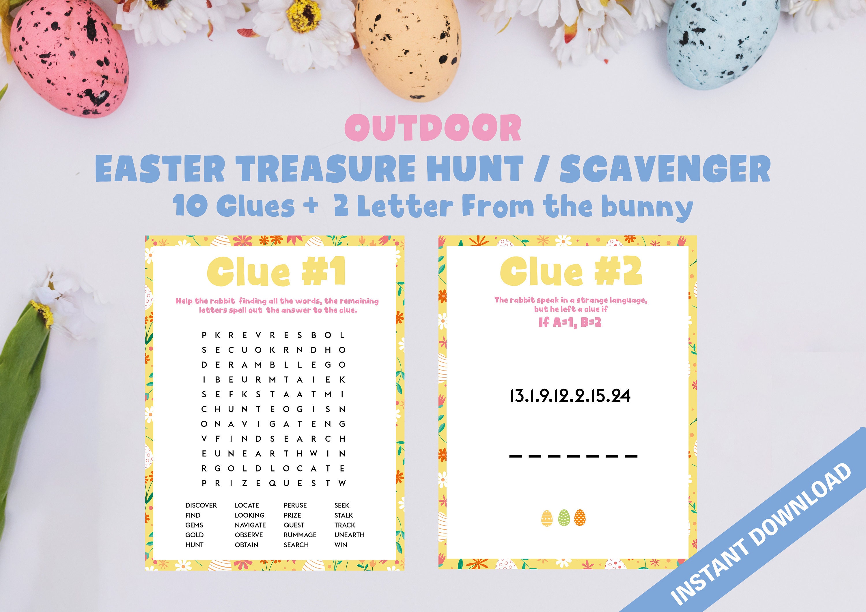 Easter Egg Outdoor Treasure Hunt for Kids | Easter Scavender Hunt ...