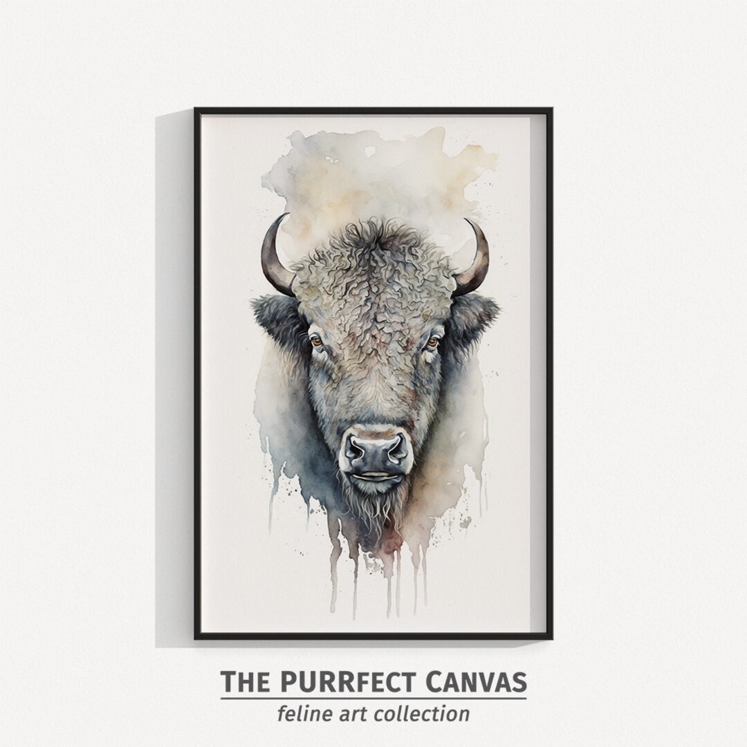 Water Buffalo | African Animal Portrait Wall Art | Water Color Painting ...