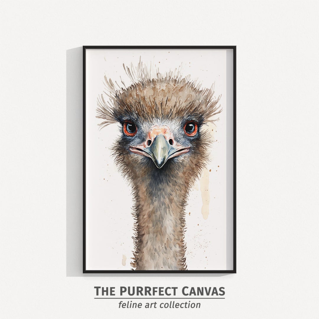 Ostrich | African Animal Portrait Wall Art | Water Color Painting ...