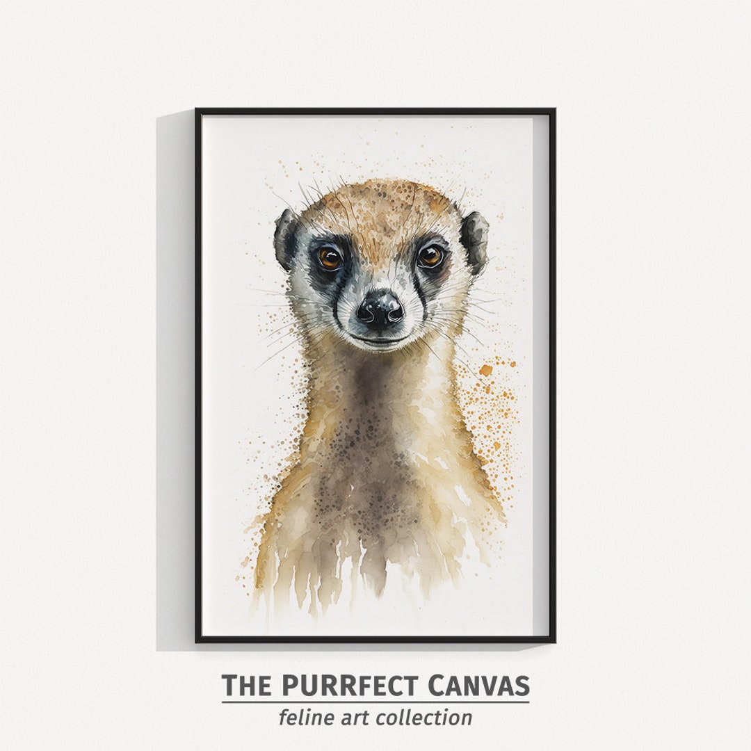 Meerkat African Animal Portrait Wall Art Water Color Painting ...