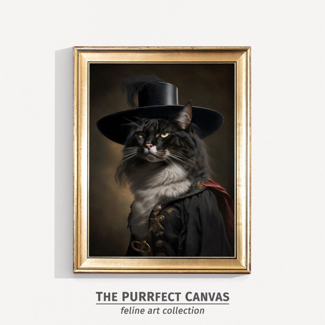 Cat Spanish Conquistador | Baroque Animal Portrait Wall Art | Oil Style ...
