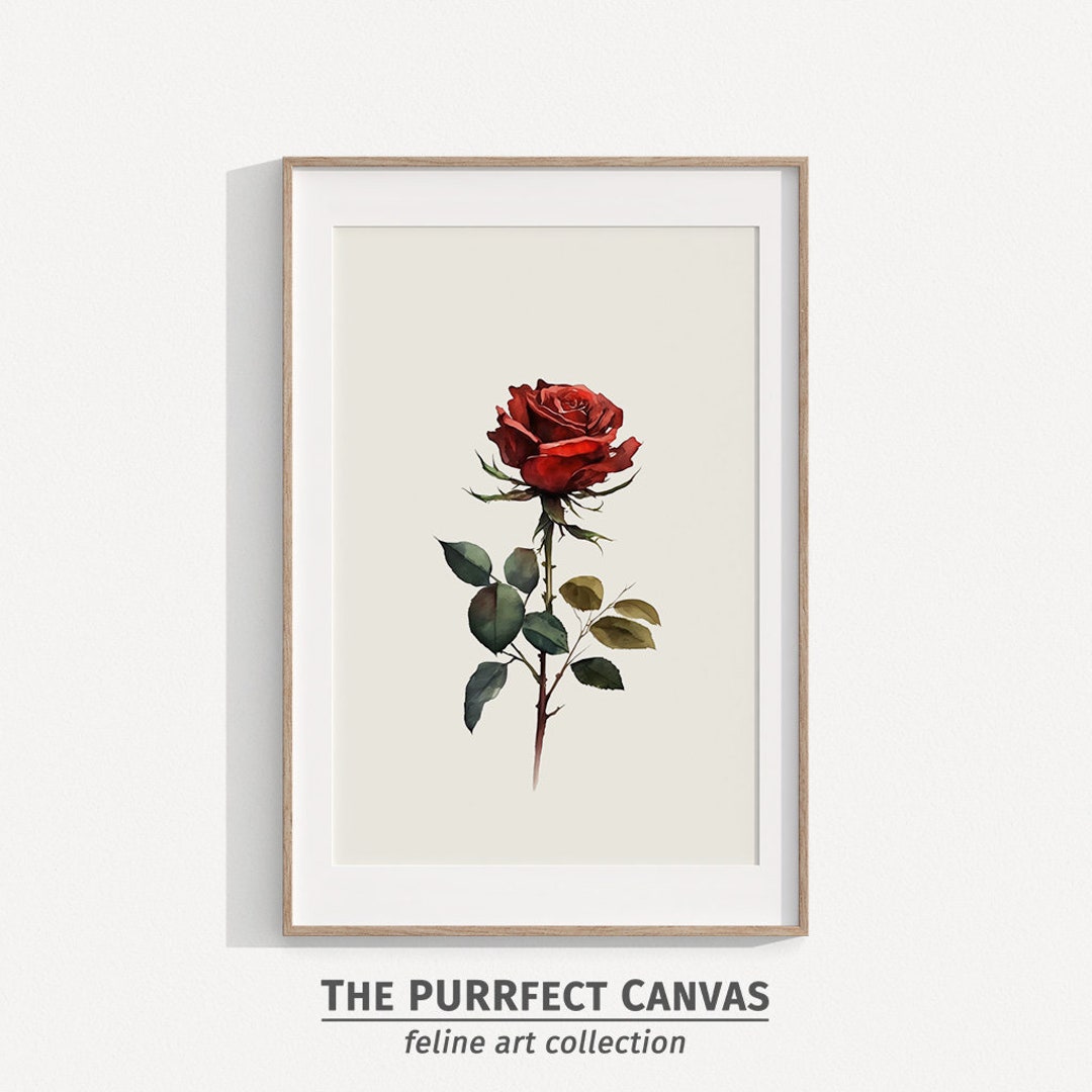 Rose Flower Wall Art Floral Art Water Color Style Painting Digital ...