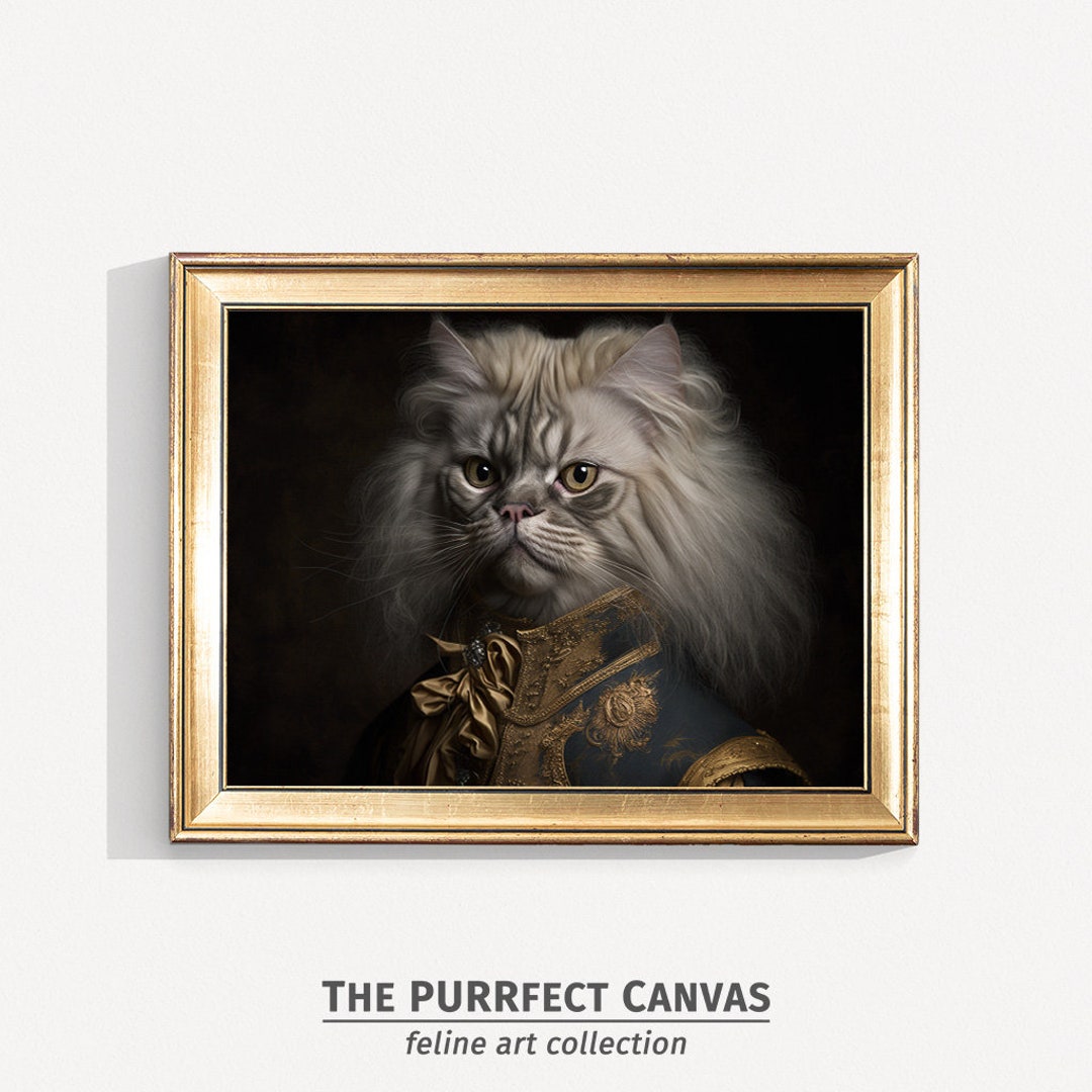 Cat Baroque Composer Baroque Animal Portrait Wall Art Oil Style ...