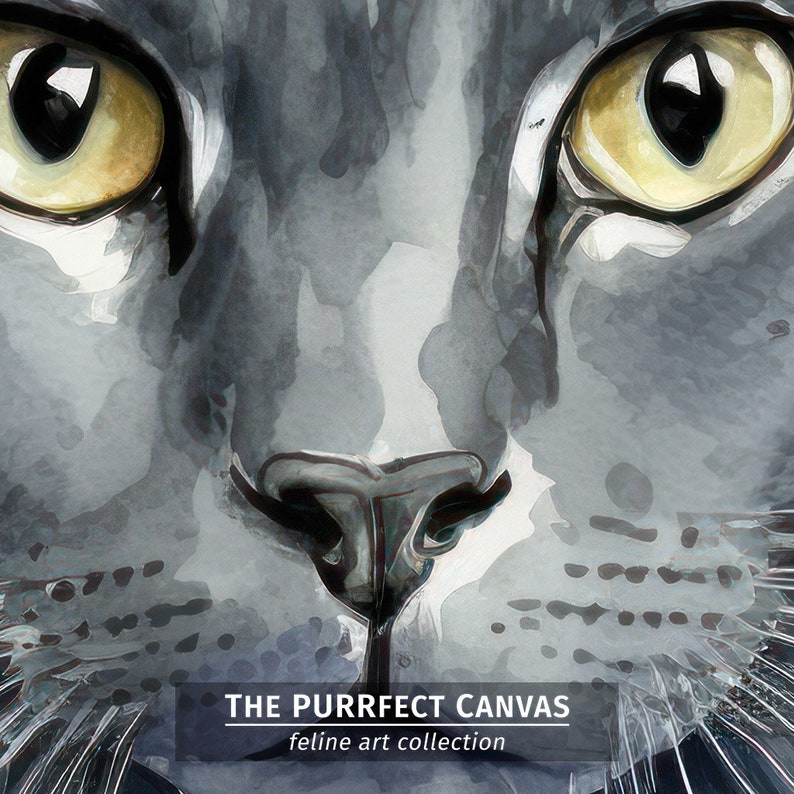 Korat Cat Feline Animal Portrait Wall Art Water Color Painting Illustration Digital Download ...