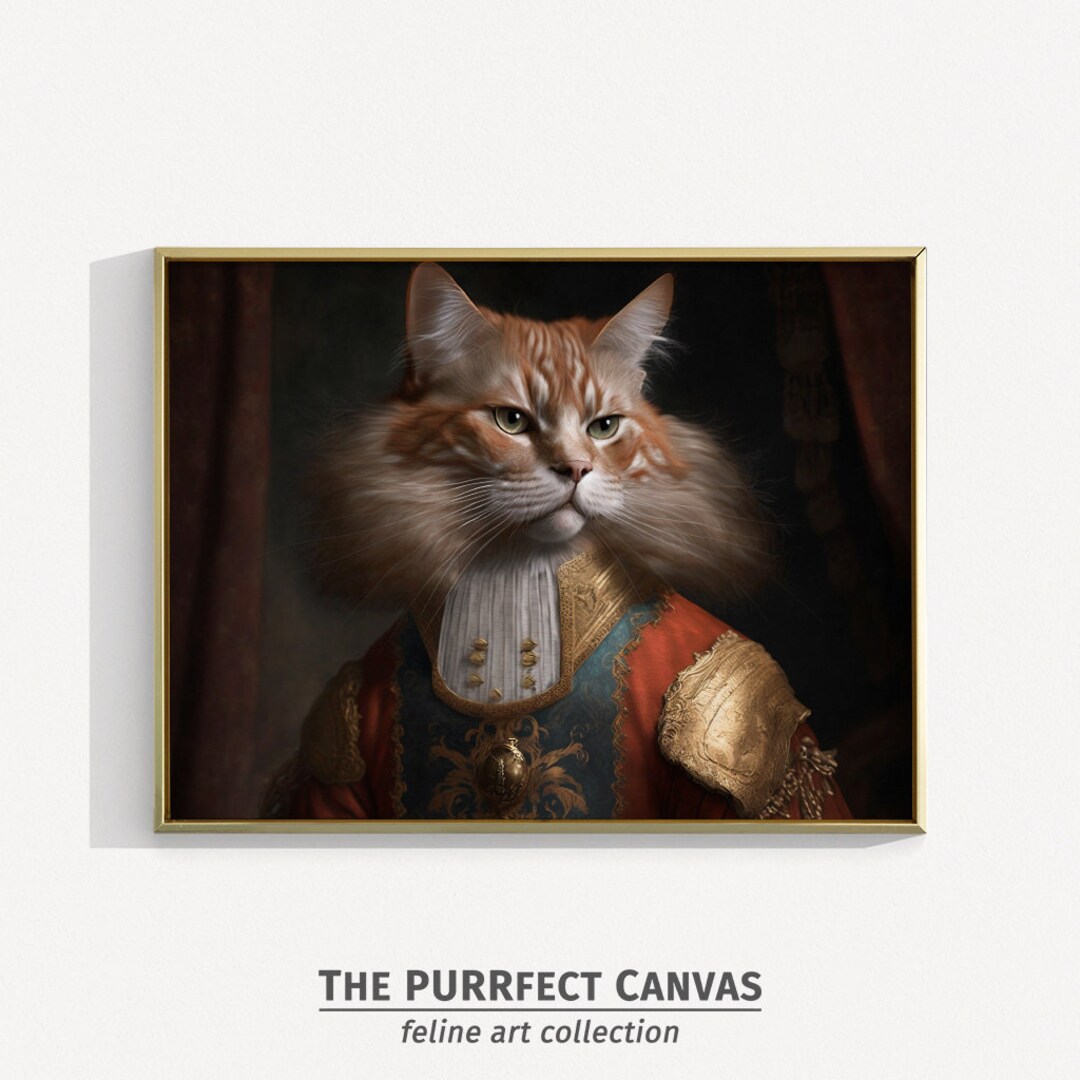 Cat Renaissance Aristocrat | Baroque Animal Portrait Wall Art | Oil ...