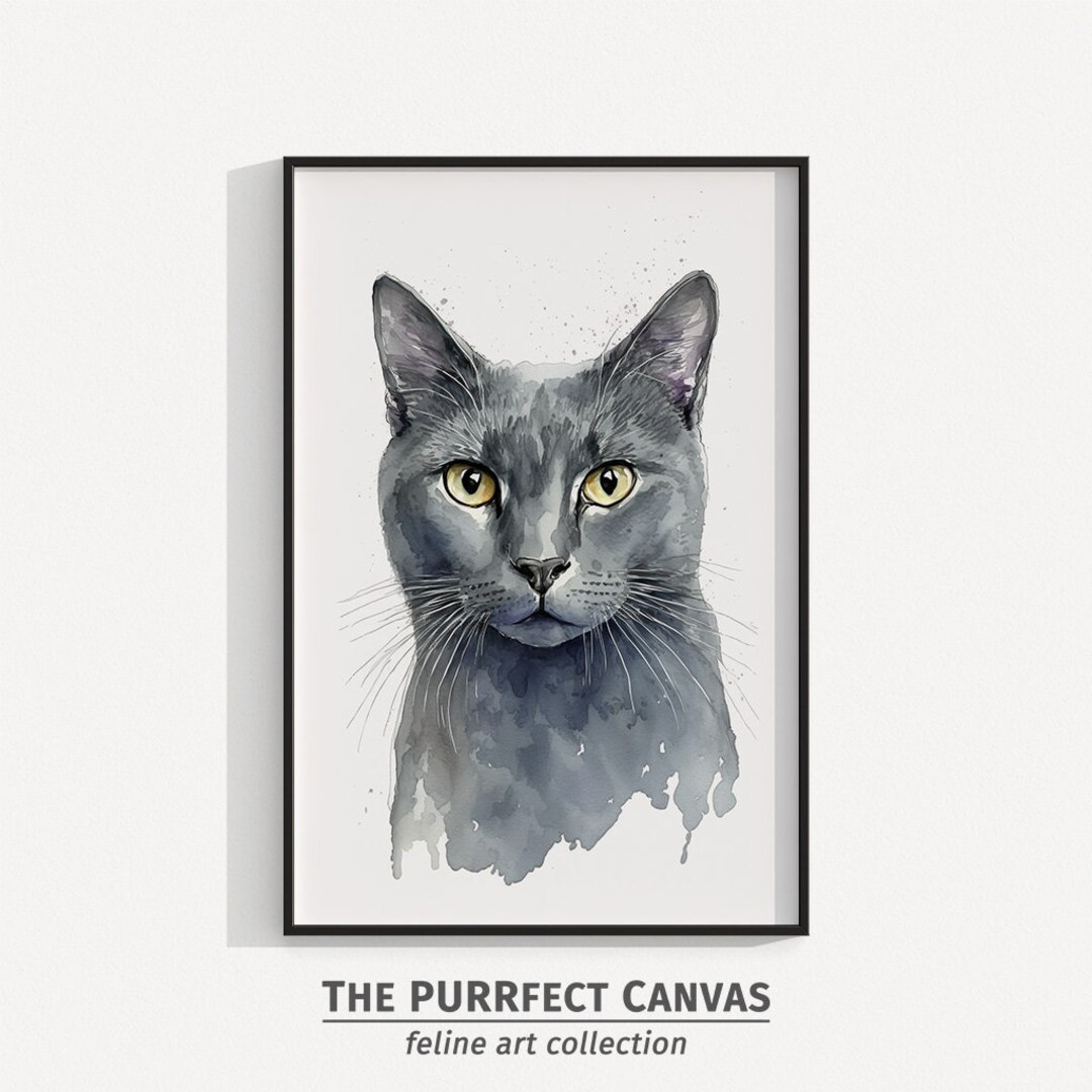 Korat Cat | Feline Animal Portrait Wall Art | Water Color Painting | Illustration | Digital ...