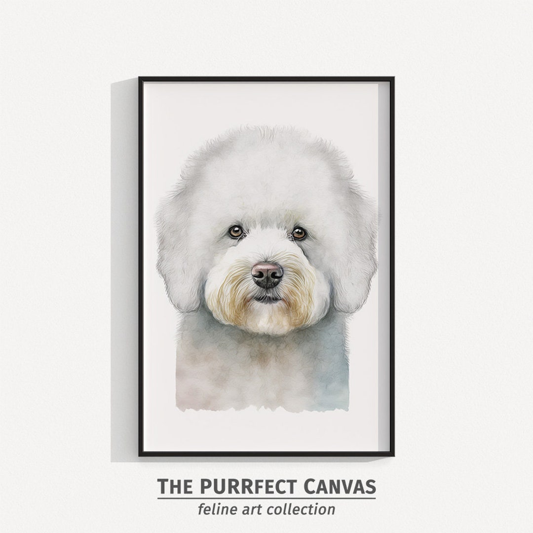 Bichon Frize Dog Animal Portrait Wall Art Water Color Painting ...