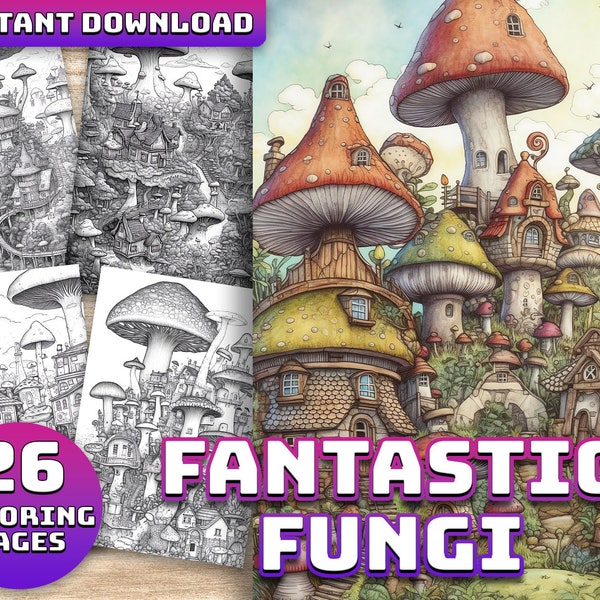 Mushroom Coloring Pages - Etsy