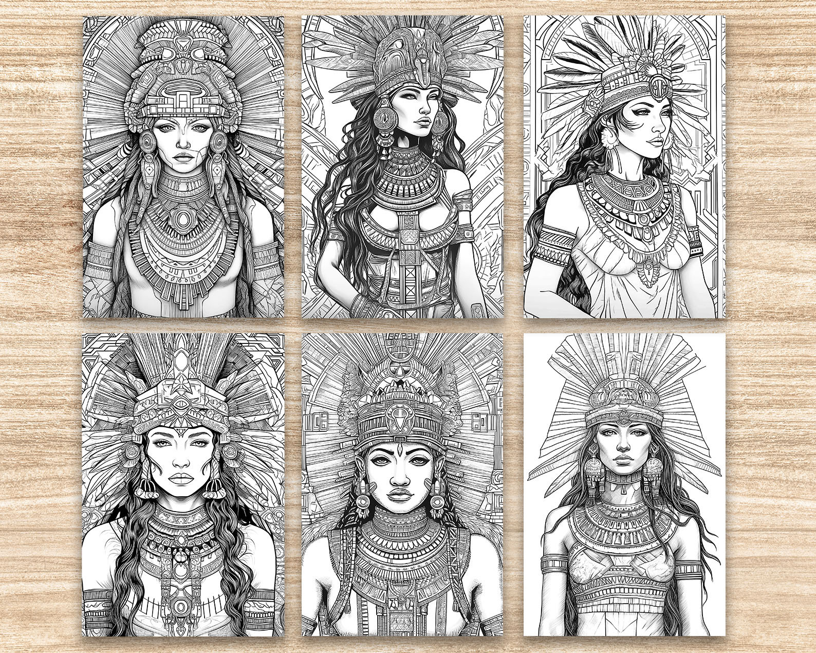 Aztec Majesty Coloring Book: 25 Regal Aztec Queens & Princesses ...