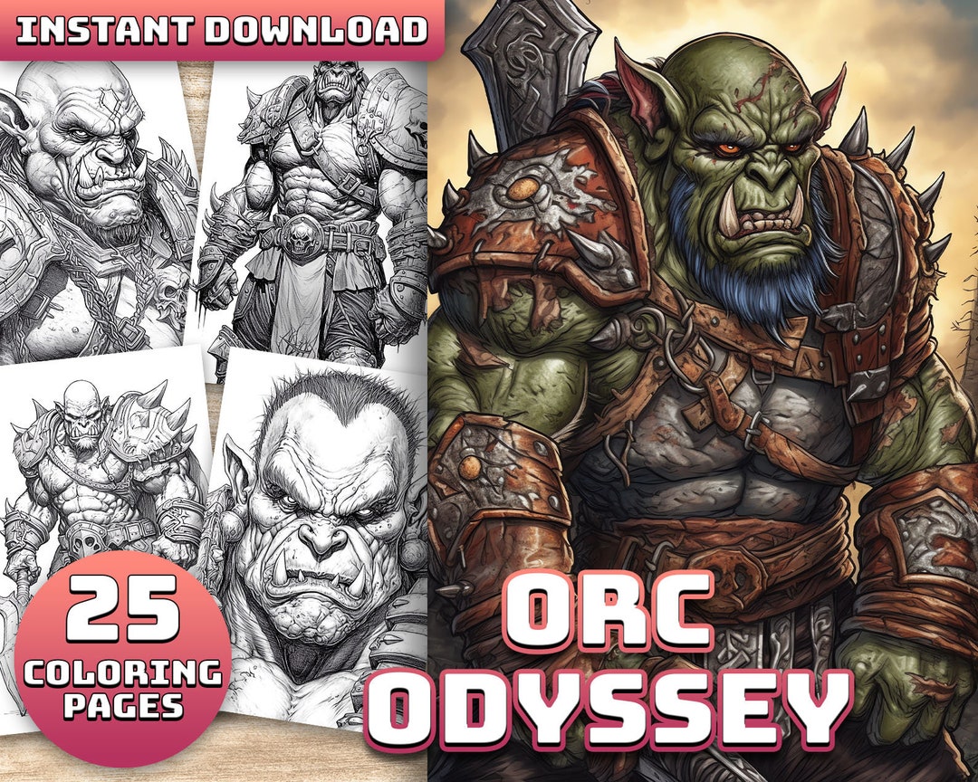 Orc Odyssey Coloring Book Part 2: 25 Captivating Orc Warrior ...