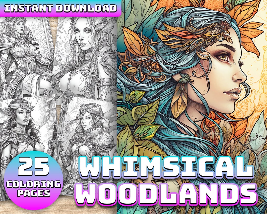 Whimsical Woodlands Elf Fantasy Coloring Book Part 4 25 Unique Images ...