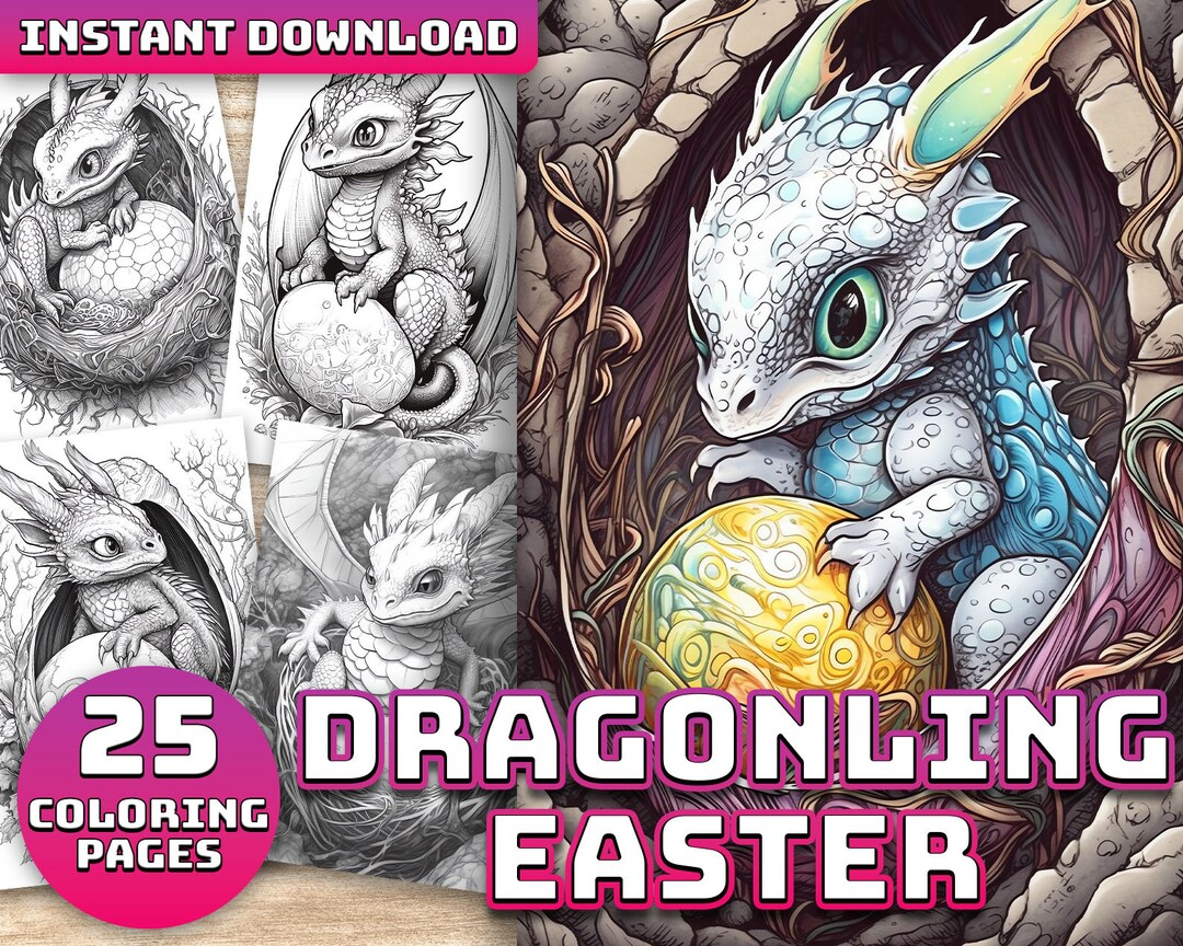 Dragonling Easter Coloring Book 25 Exclusive Baby Dragons & Eggs ...