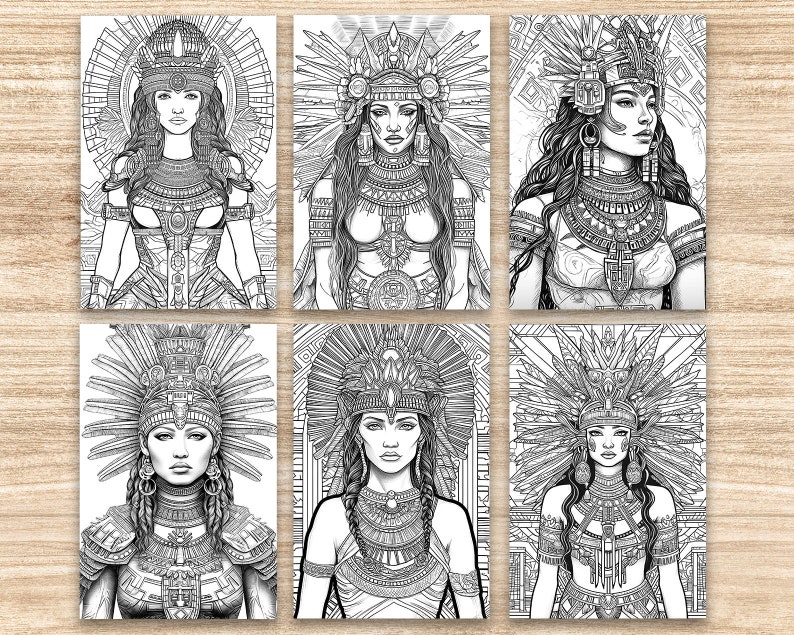 Aztec Majesty Coloring Book: 25 Regal Aztec Queens & Princesses ...