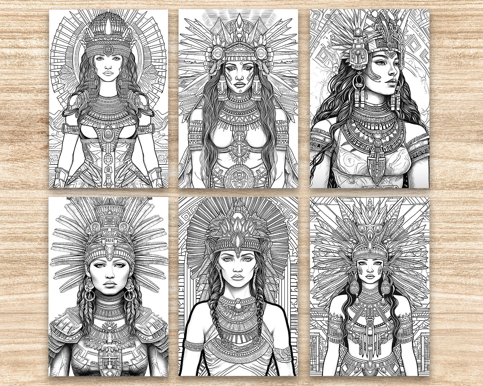 Aztec Majesty Coloring Book: 25 Regal Aztec Queens & Princesses ...