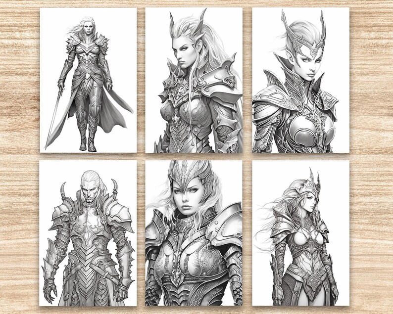 Shadow Blades Part 3: Dark Elf Warrior Coloring Book 25-page Printable ...