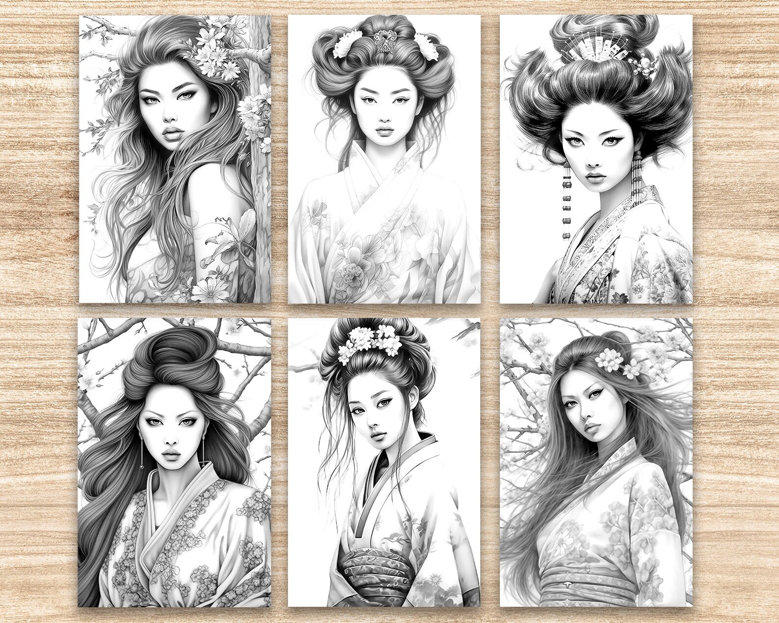 Geisha Grace Japanese Beauty Coloring Book: 25 Elegant Geisha ...
