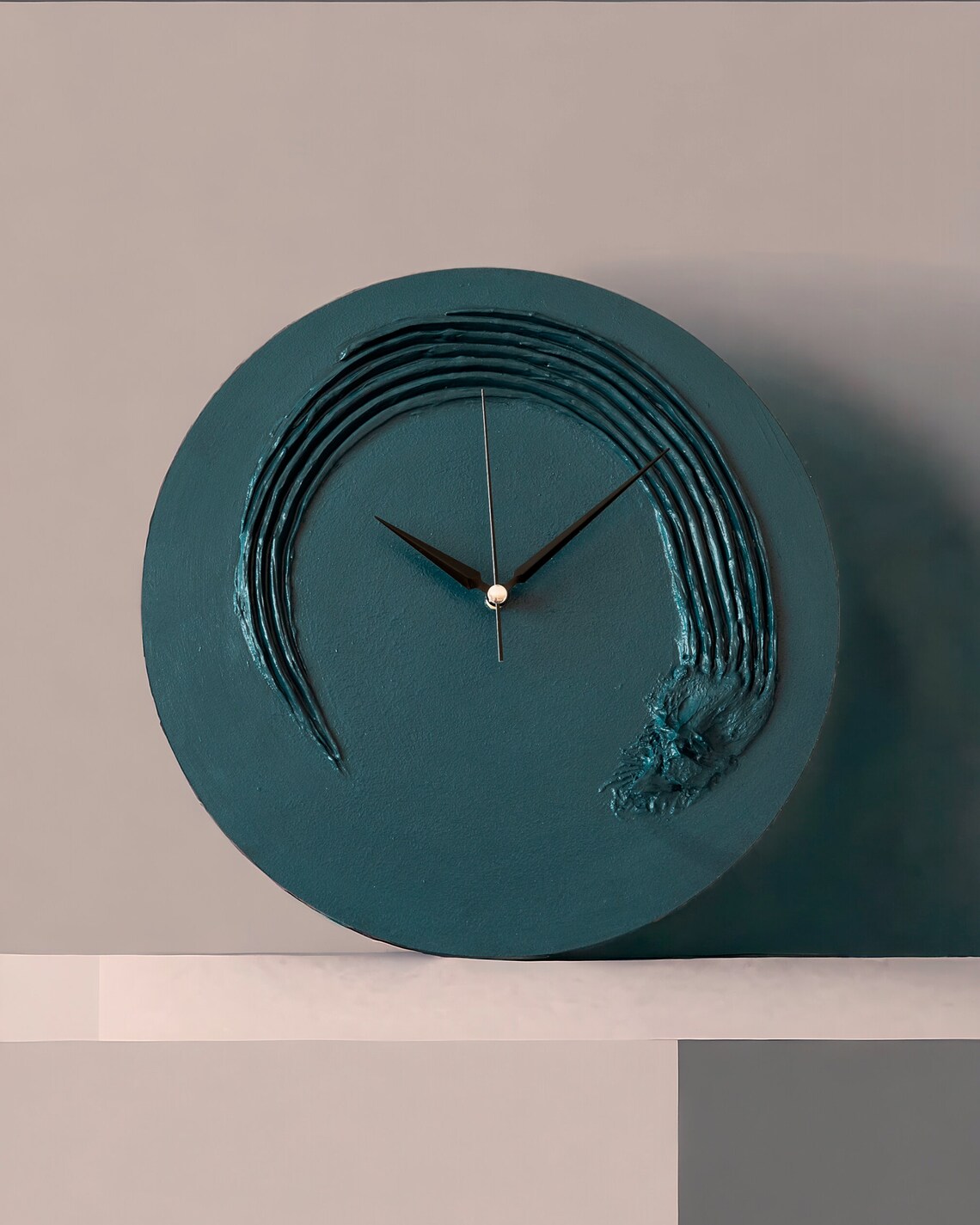 Minimal Concrete Painting Wall Clock - Textured Wall Clock - 3D Wall Art - Modern Concrete Wall ...