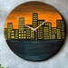Textured Wall Clock With a City Skyline Theme at Sunset, Textured Round ...