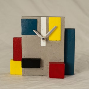 Retro - Themed Concrete Desk Clock, Rectangular Prism Composition With ...
