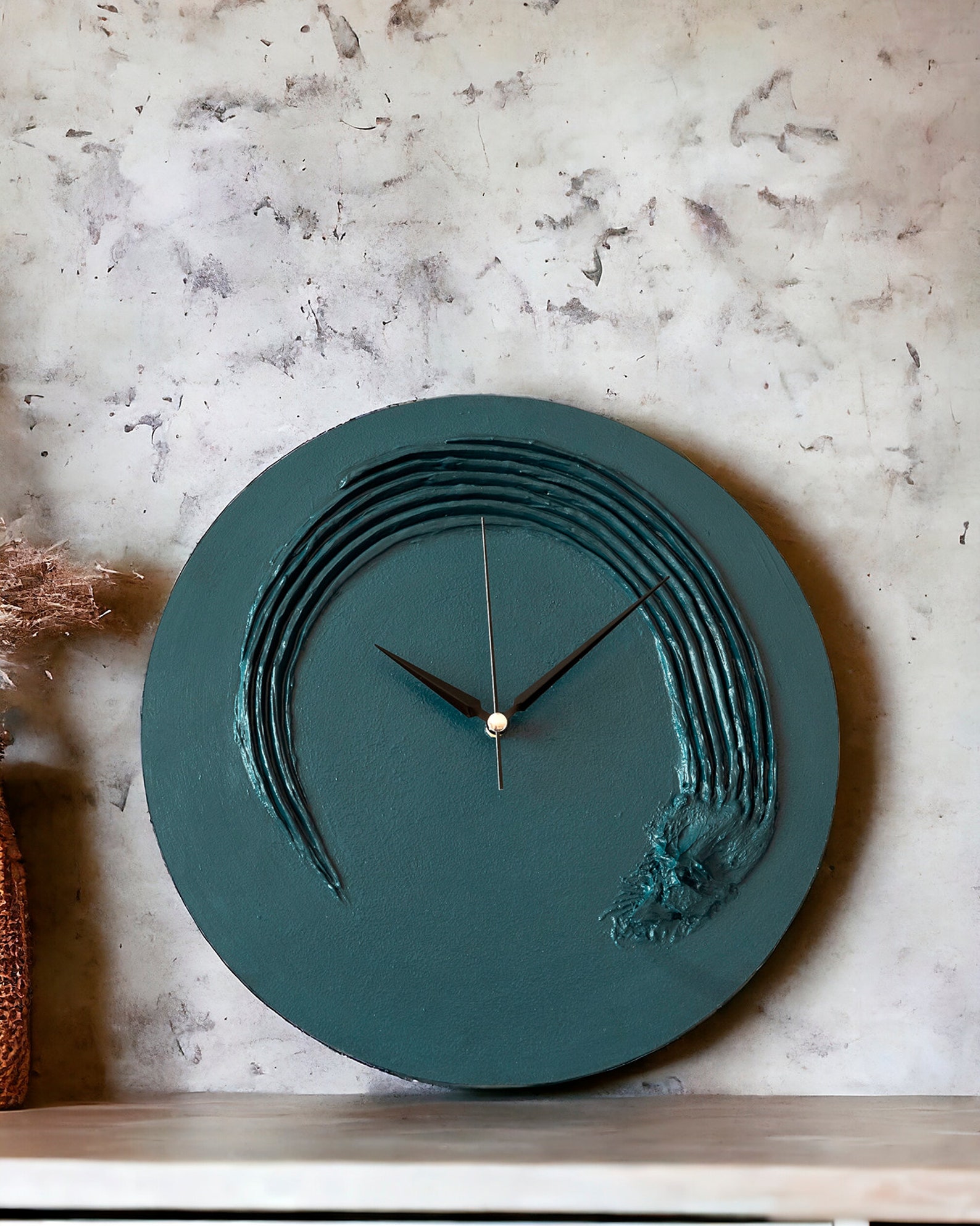 Minimal Concrete Painting Wall Clock - Textured Wall Clock - 3D Wall ...