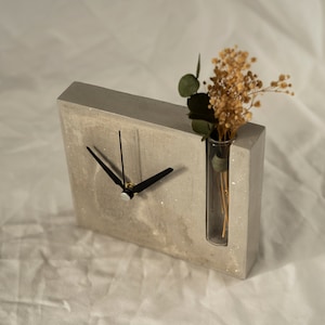 Desk Clock With Plant Propagation, Minimal Unique Concrete Clock, Table ...
