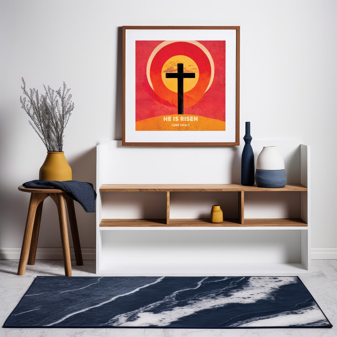 He is Risen DIGITAL DOWNLOAD, Christian Wall Art , Vintage Style ...