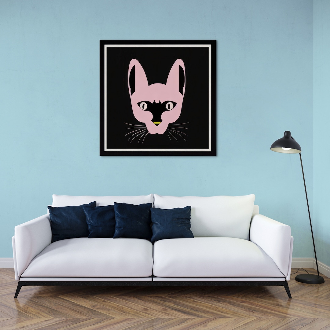 Pink Sphinx Cat DIGITAL DOWNLOAD, Pink Cat Print, Cat Poster, Cat Lover ...