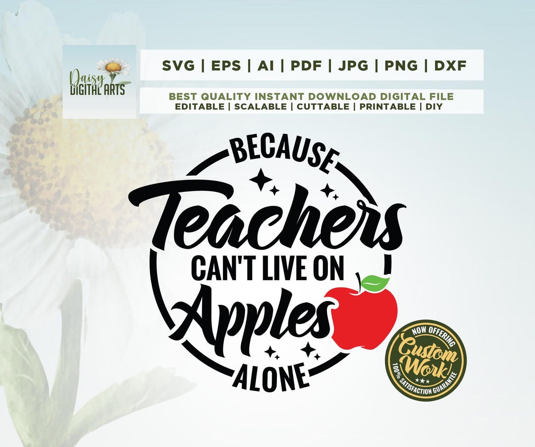 Because Teachers Can't Live on Apples Alone SVG, Cricut, Png, Svg ...