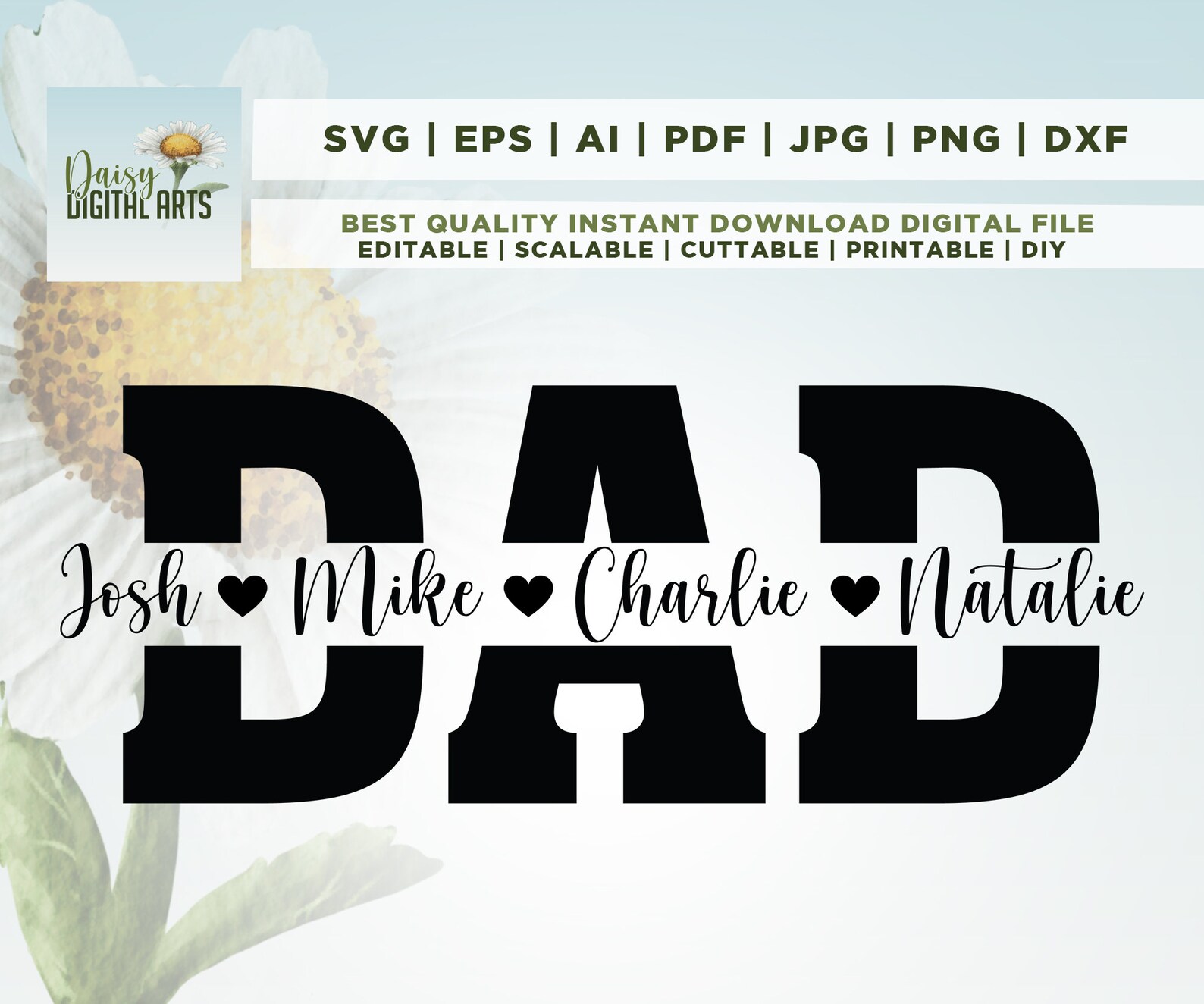 Dad SVG, Father's Day SVG, Dad Split Name Frame Svg, Dad Png, Dad Cut ...