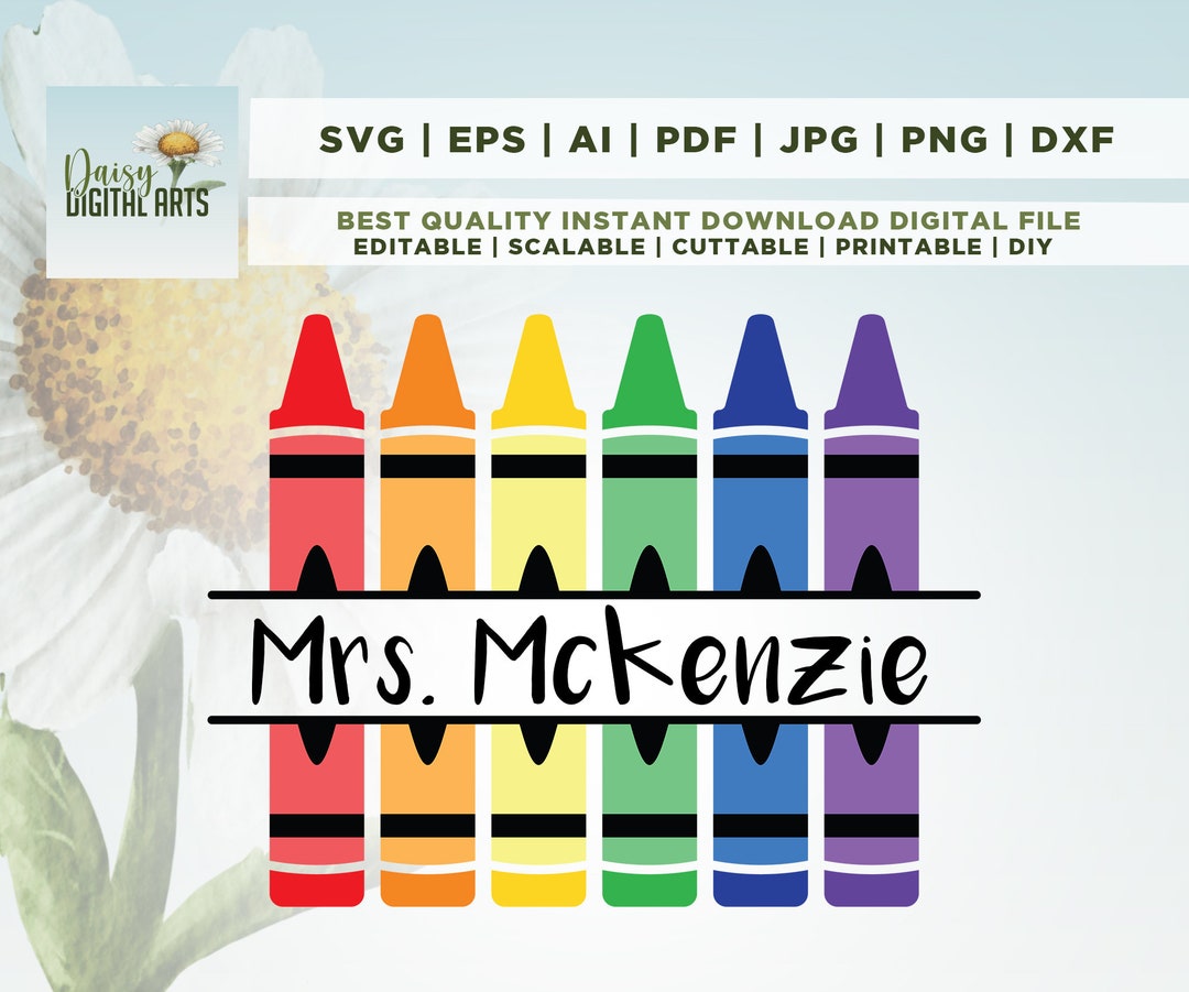 Crayon Monogram Svg, Crayon Split Monogram Svg, Teacher Monogram Svg ...