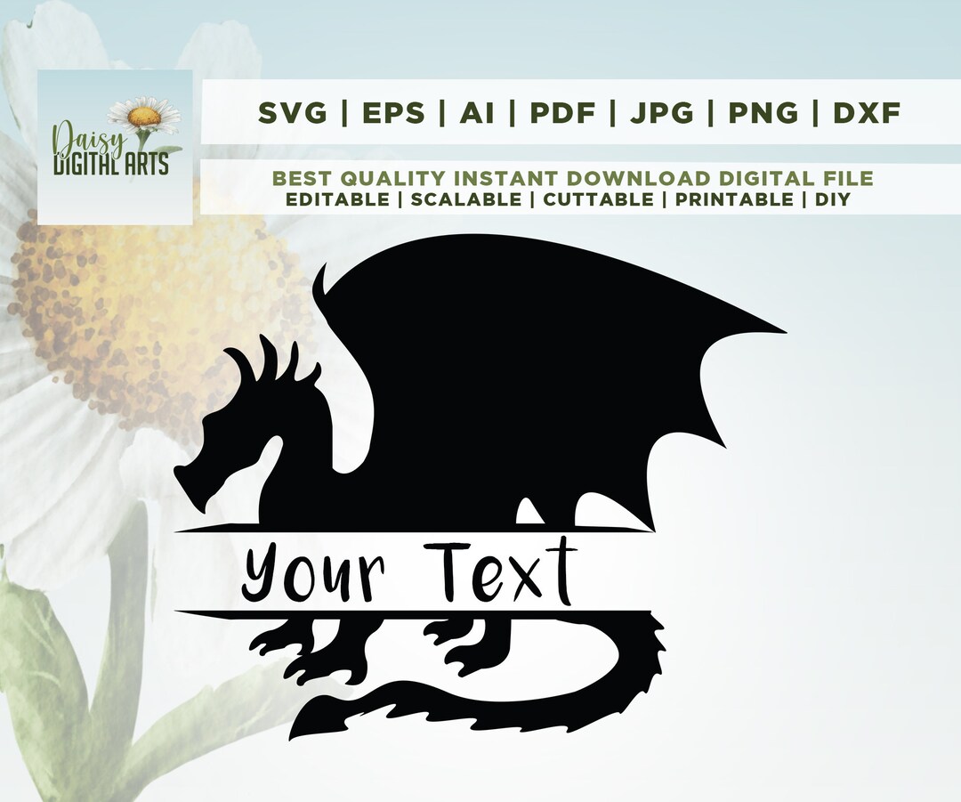 Dragon SVG, Dragon Split Monogram Svg, Cut File for Cricut, Silhouette ...