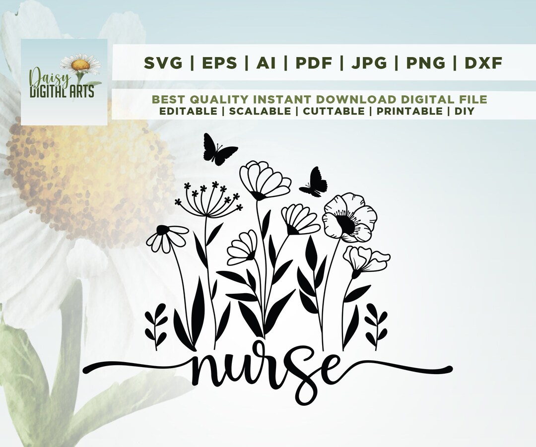 Nurse Svg, Nurse Floral Svg, Flower Bouquet Svg, Nursing Svg, Nurse ...